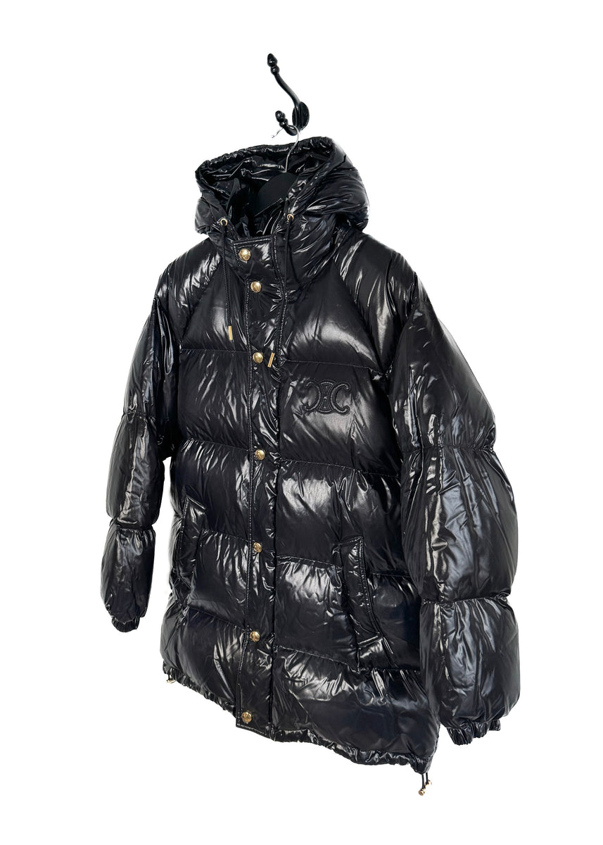 Celine Gold Buttons Triomphe Patch Black Puffer Jacket – Boutique LUC.S