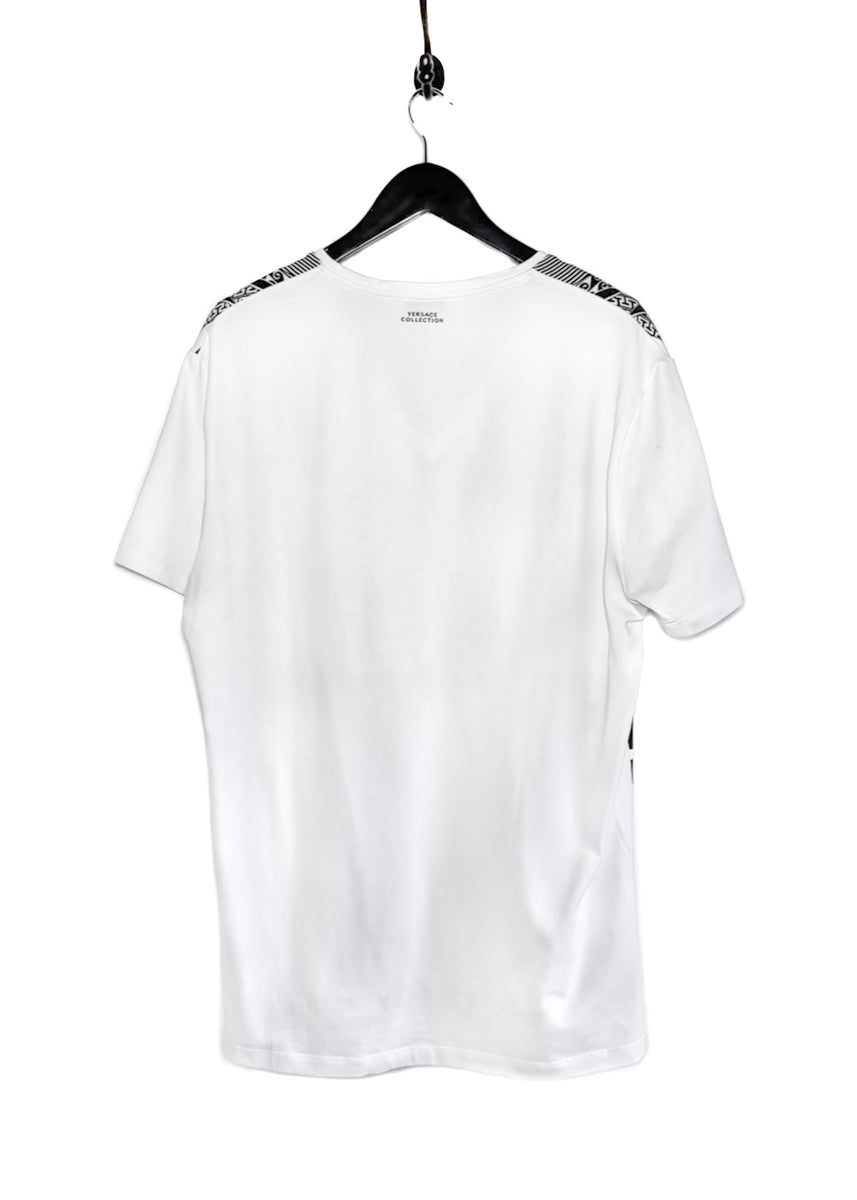 Versace Collection White V-neck Multi Patterns T-shirt – Boutique LUC.S